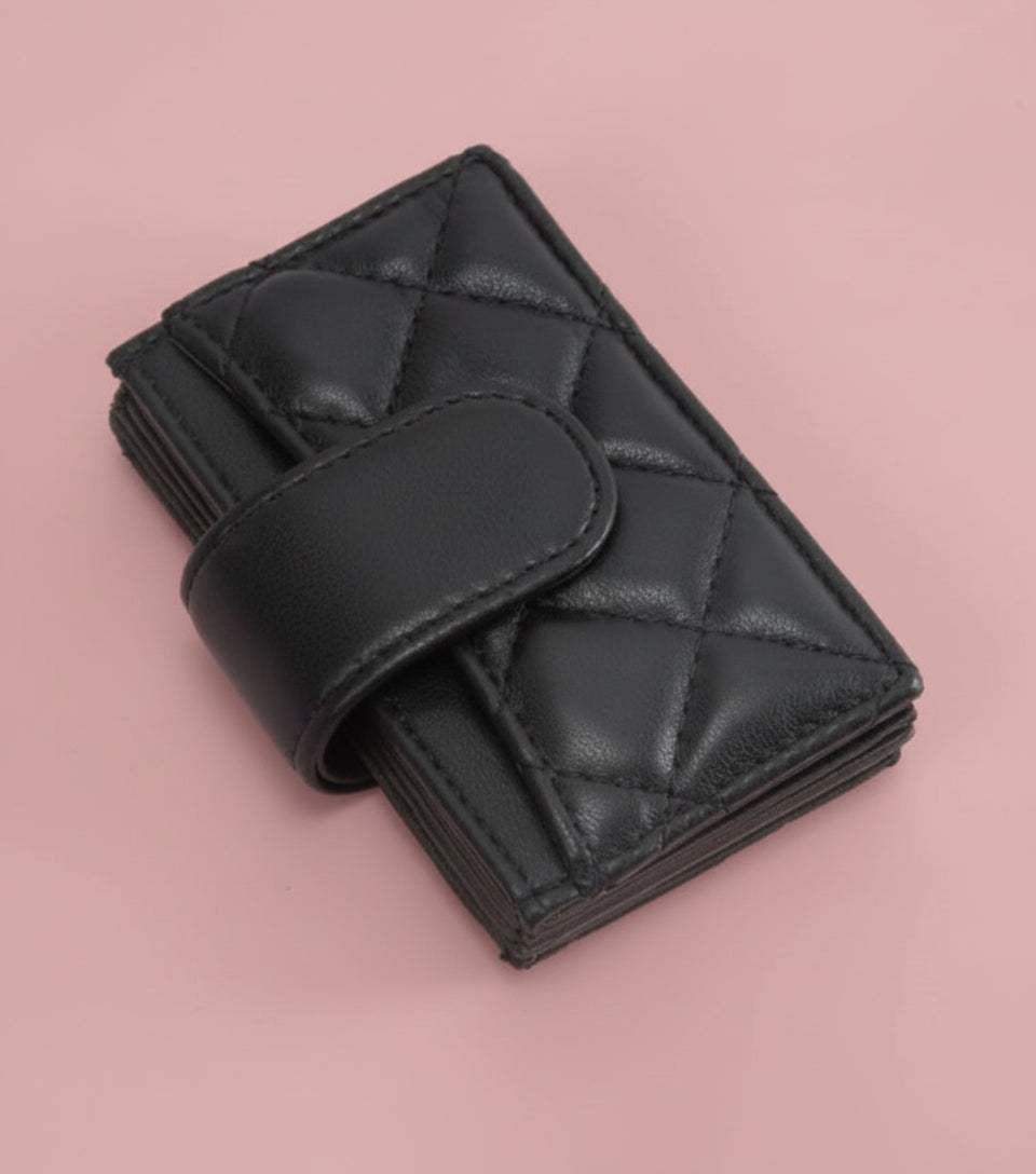 quilted card holder, black – The Bleu Belle